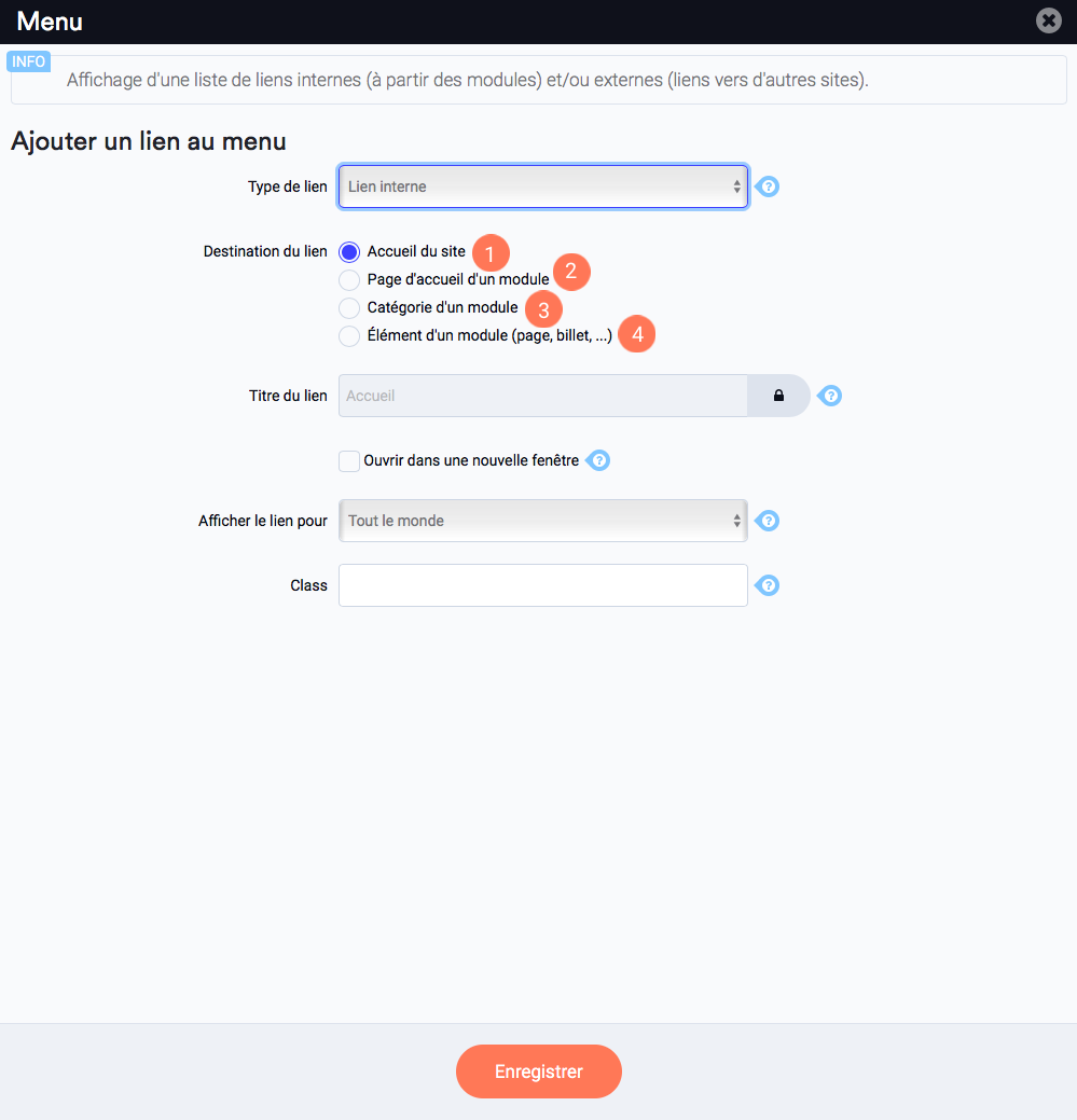 Organiser les liens du menu horizontal de son site